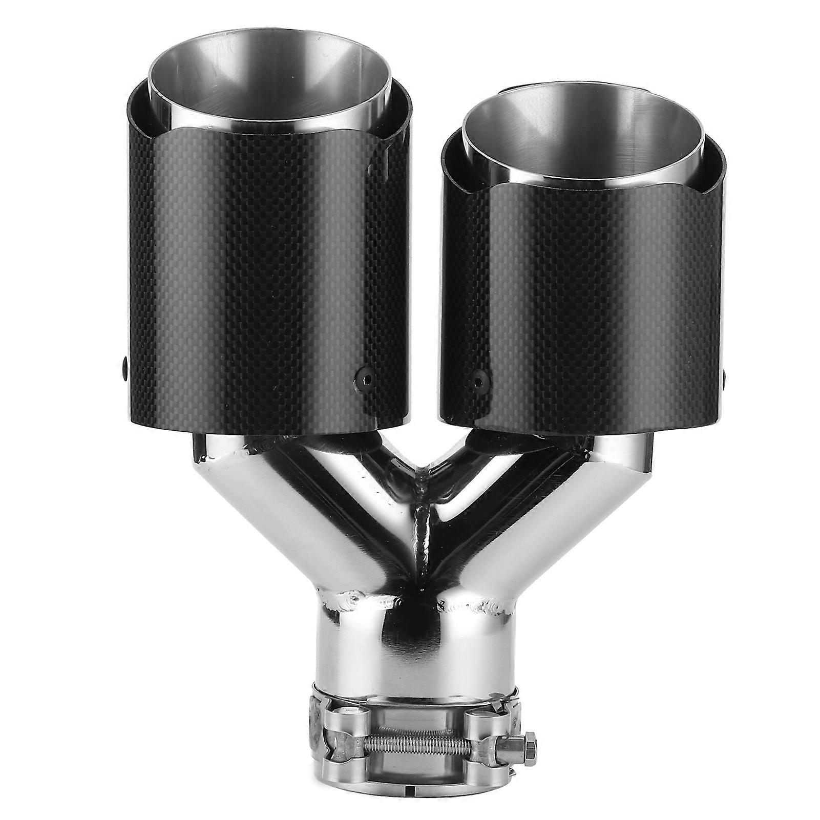 Carbon Fiber Dual Exhaust Tips Universal Right Outlet Black Inlet 63mm ...