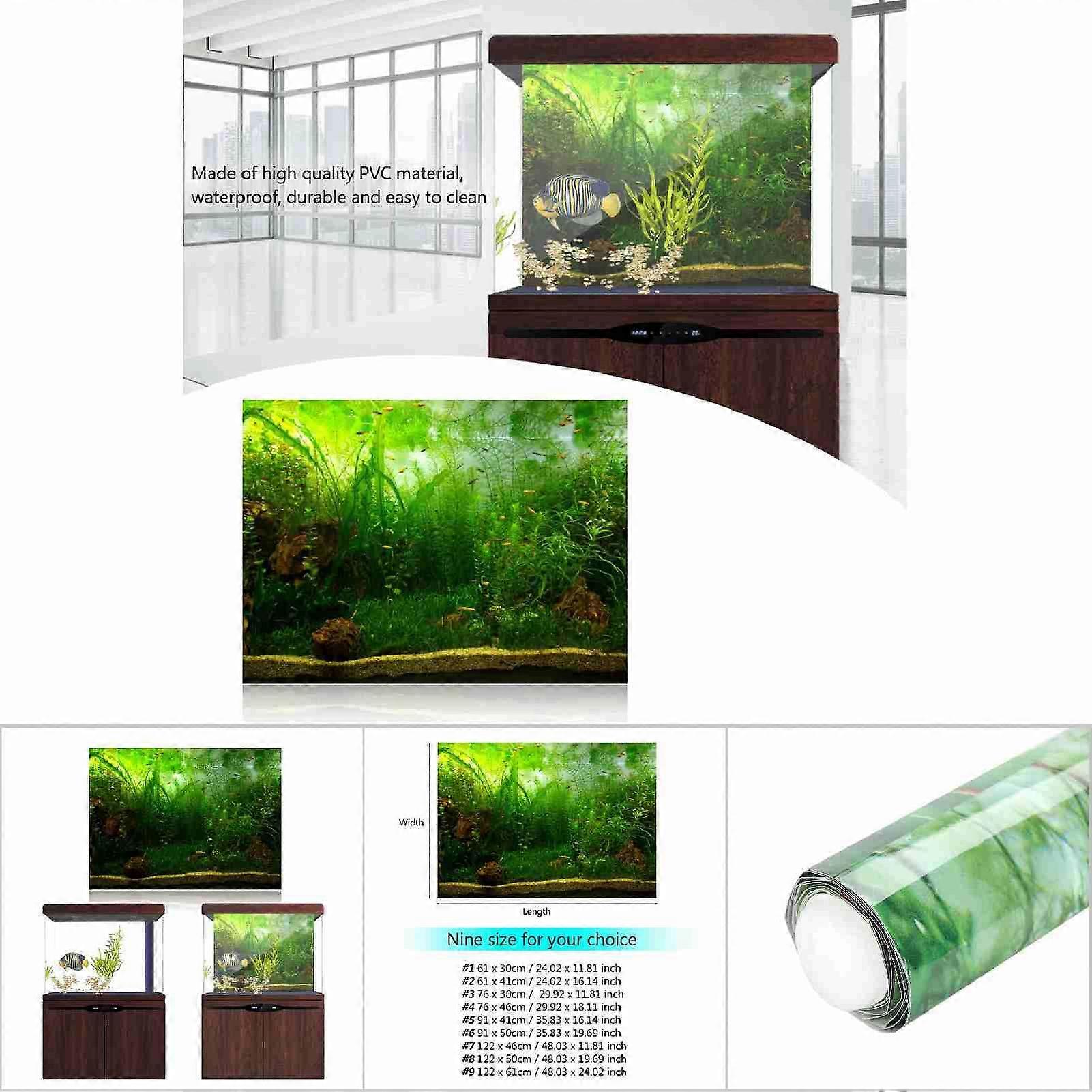 Water Grass Style Aquarium Fish Tank Background Poster PVC Adhesive ...