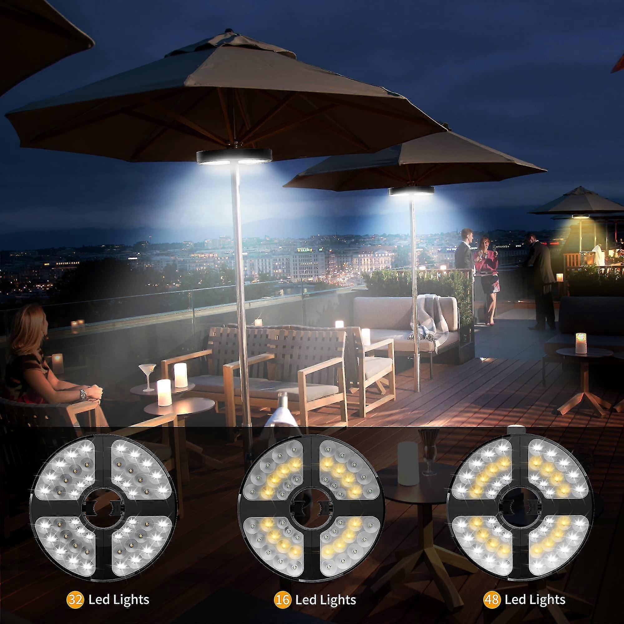 Parasol Lights, 48 LED Rechargeable Parasol Lights, with 3 Lighting ...