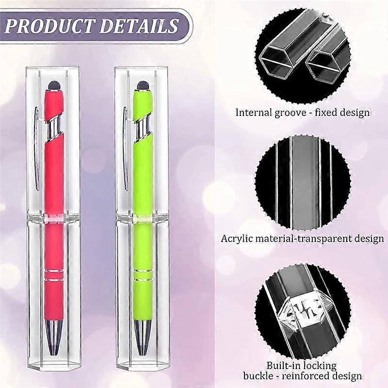 10 Pcs Acrylic Pen Boxes Clear Ballpoint Pen Case Pencil Gift Box Pen ...