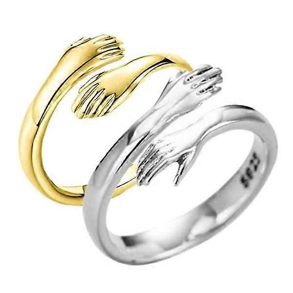 Adjustable Open Love Hugging Hand Rings Resizable Personalized Couple ...