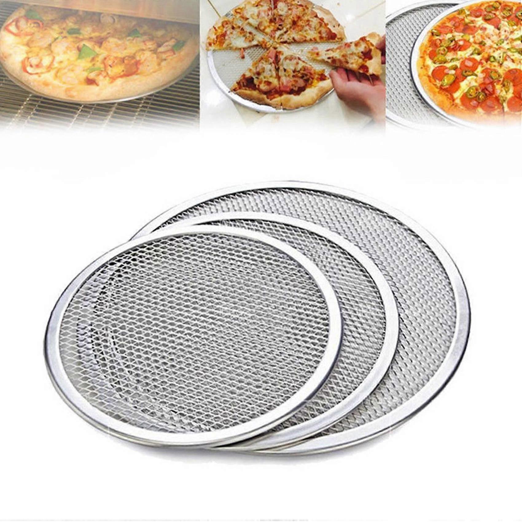 3X Professional Round Pizza Oven Baking Tray Barbecue Grate Nonstick ...