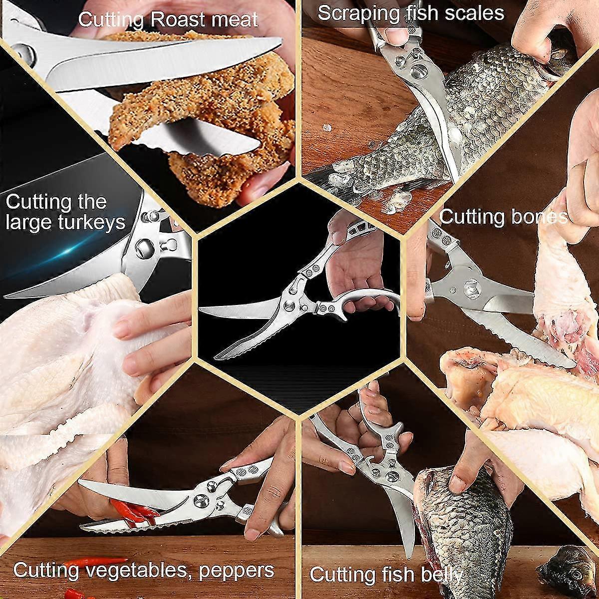 Heavy Duty Stainless Steel Kitchen Scissors,multipurpose Ultra Sharp ...