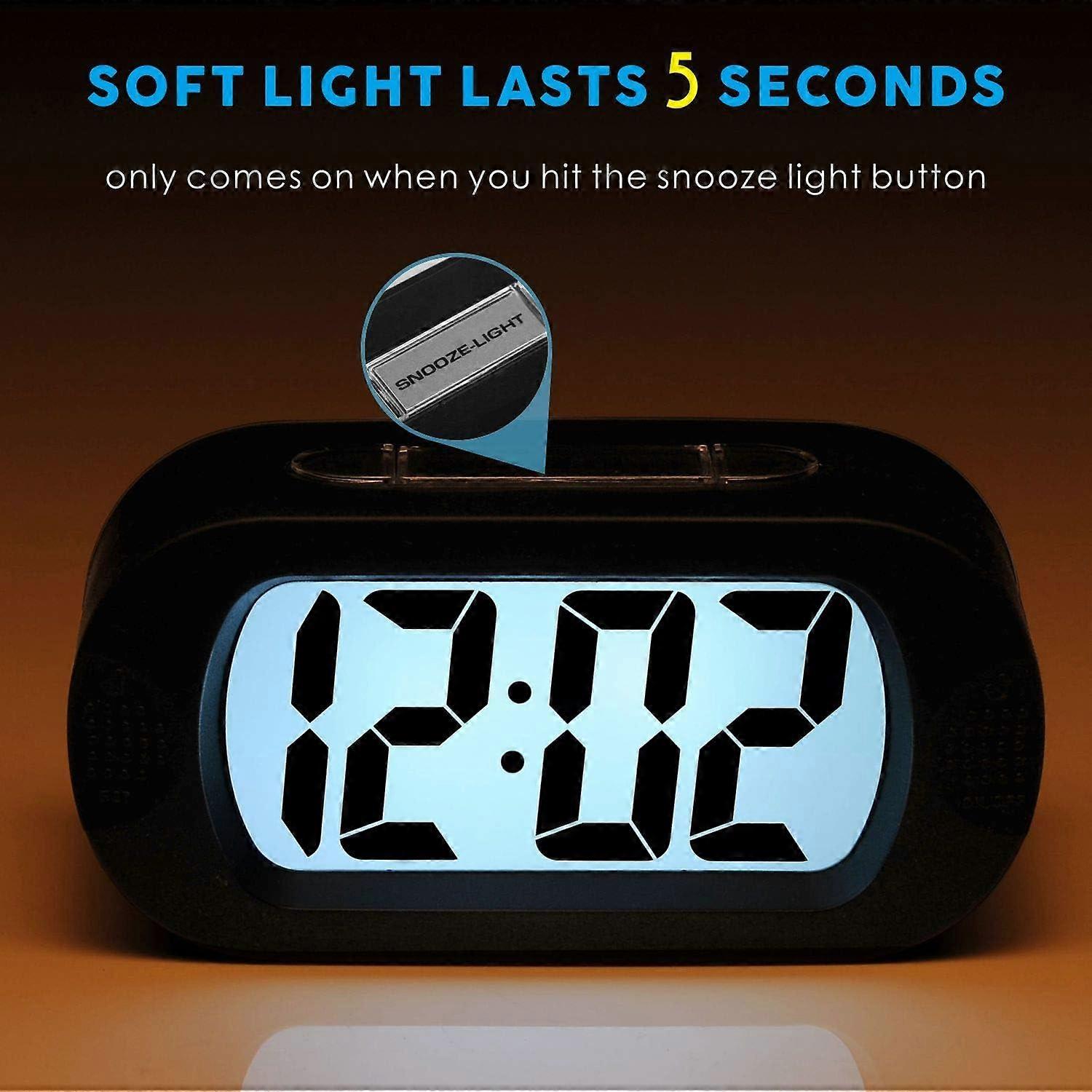 Digital Alarm Clock Travel Clock with Snooze and Nightlight - Easy to ...