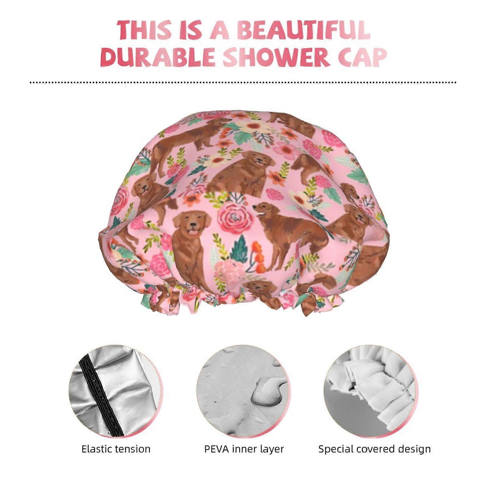 Golden Retriever Dog Shower Cap For Women Girls Adjustable Double ...