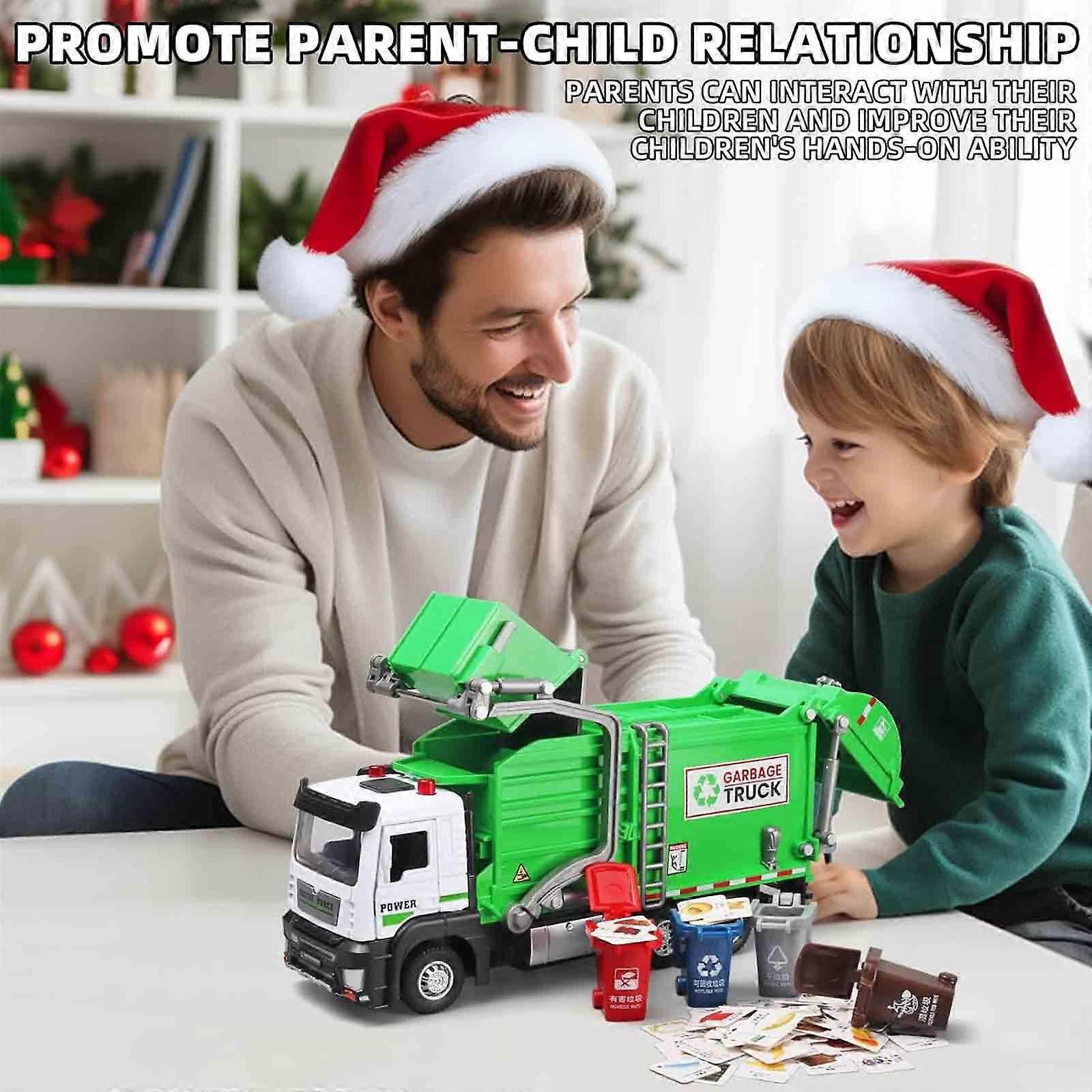 Garbage Truck Toys For Kids,Pull Back Garbage Truck Toy With Lights And ...