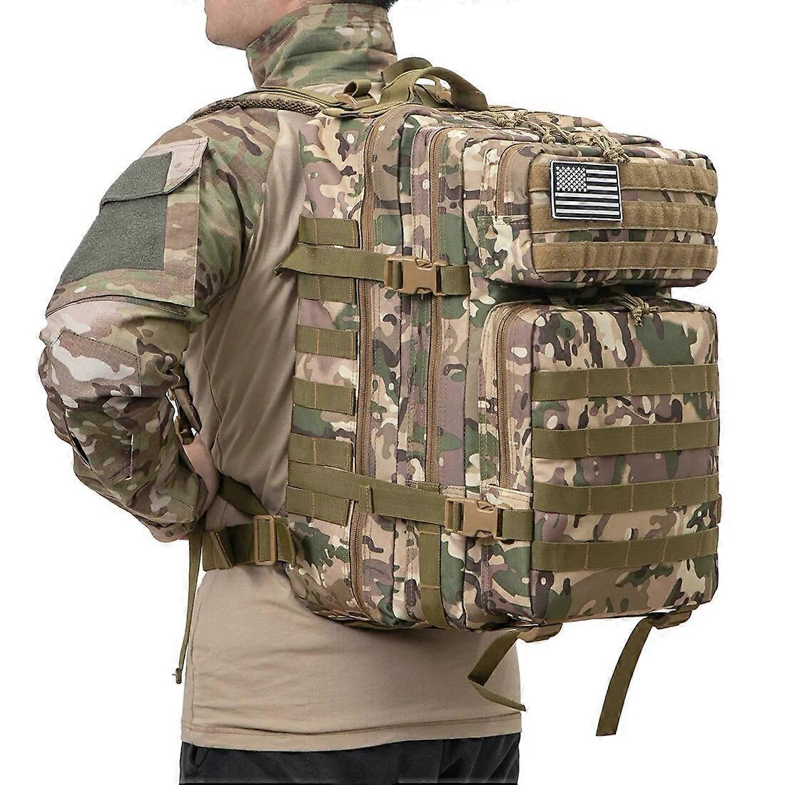 50L Military Tactical Backpack For Men Molle Camouflage 3 day Army ...