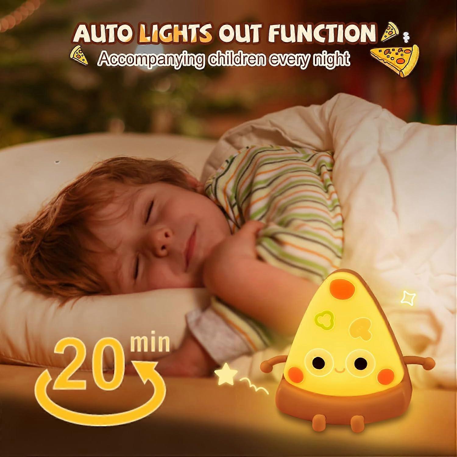 Cute Pizza Night Light for Kids, Silicone Dimmable Nursery Nightlight ...