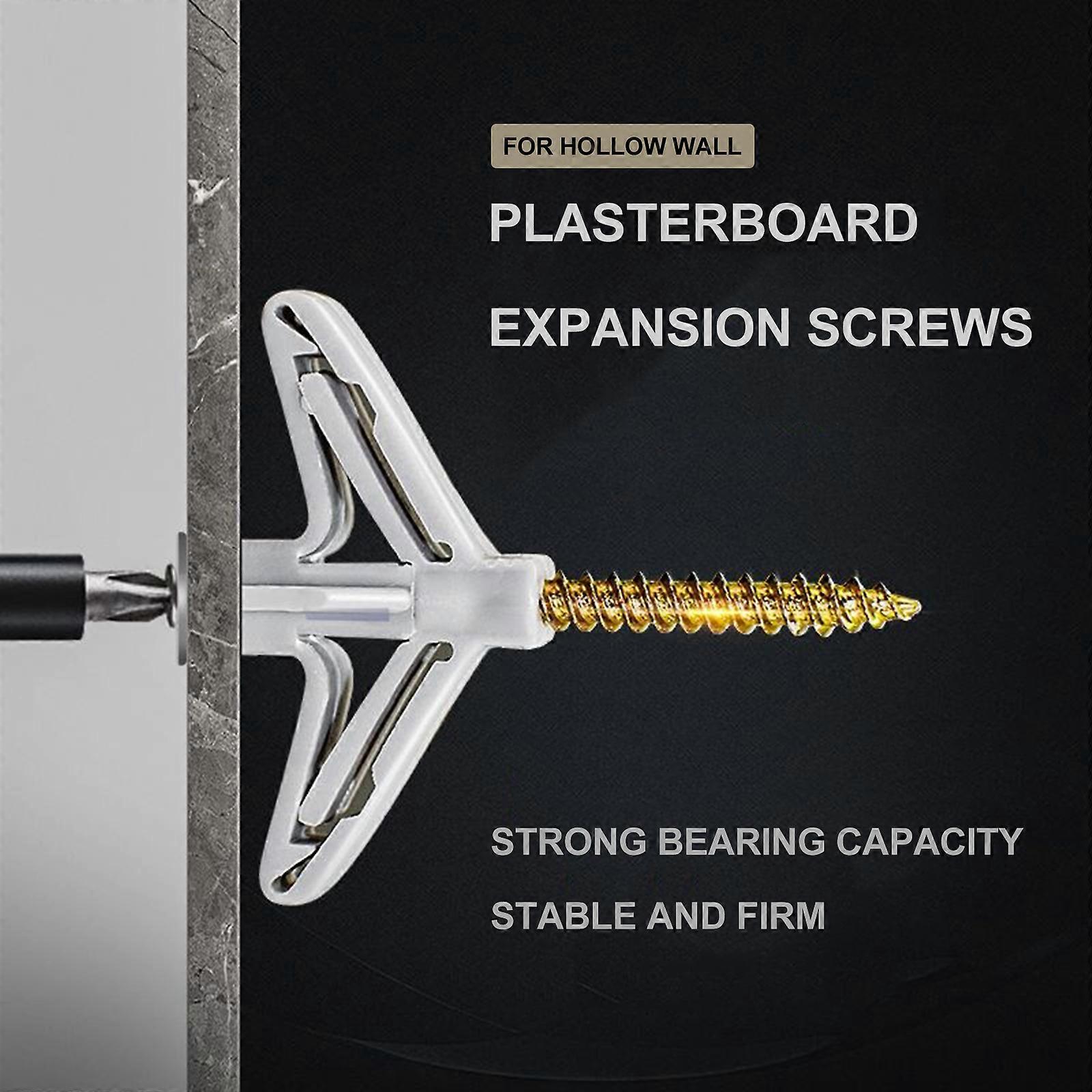 200 Pcs Plasterboard Wall Plug Expansion Tube Plastic Anchors Drywall ...