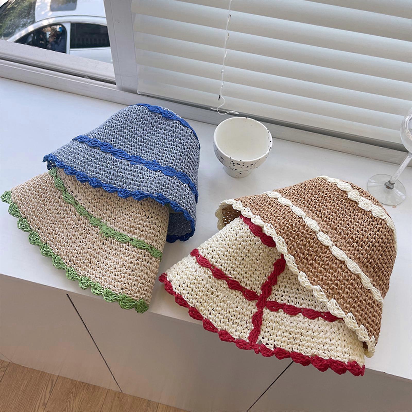 Skin-friendly Wide Spring Bucket Hat Crochet Wave Brim Crochet ...