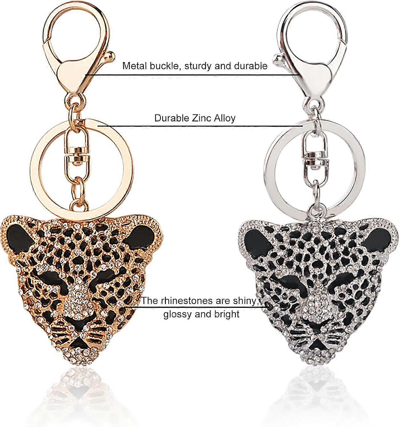 Leopard print head key ring, crystal rhinestone key ring, stylish ...