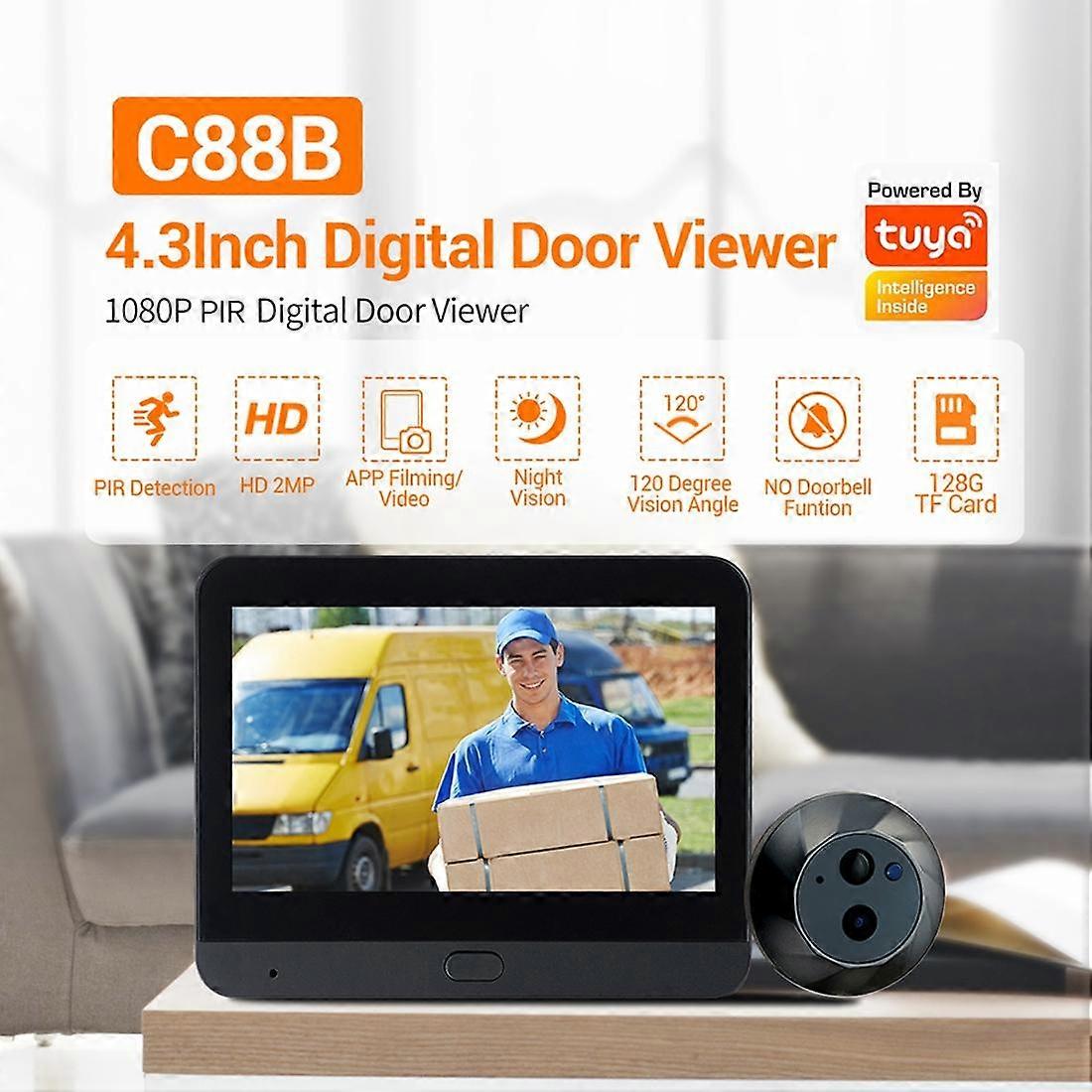 ESCAM C88 4.3 inch 1080P PIR Digital Door Viewer WiFi Video Doorbell ...