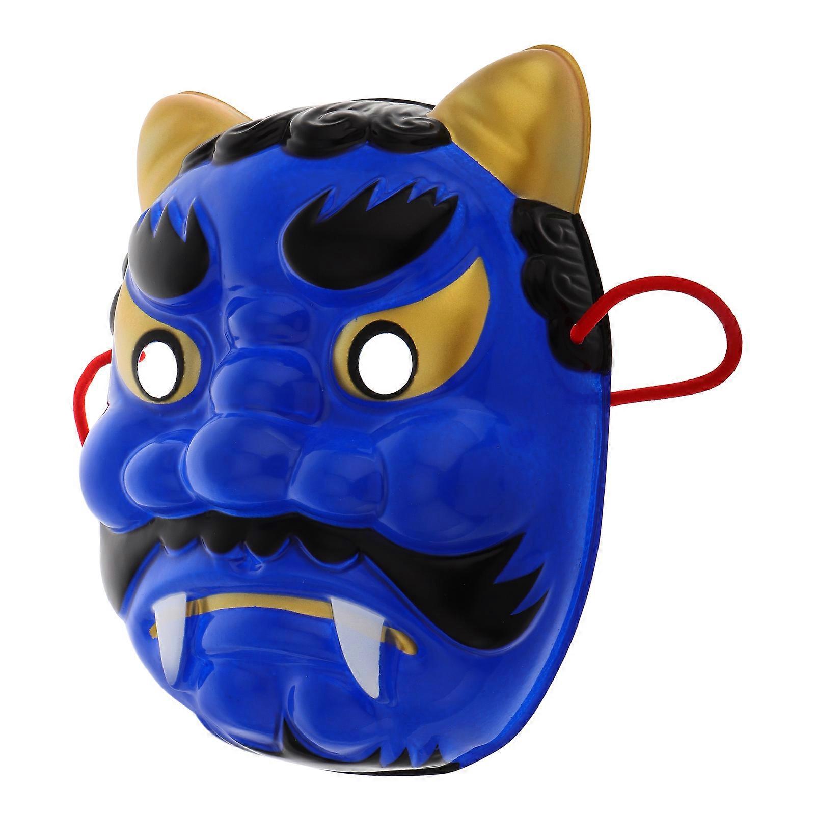 Blue Japanese Demon Mask for Cosplay Plastic Cover 5Pcs Set | Fruugo UK