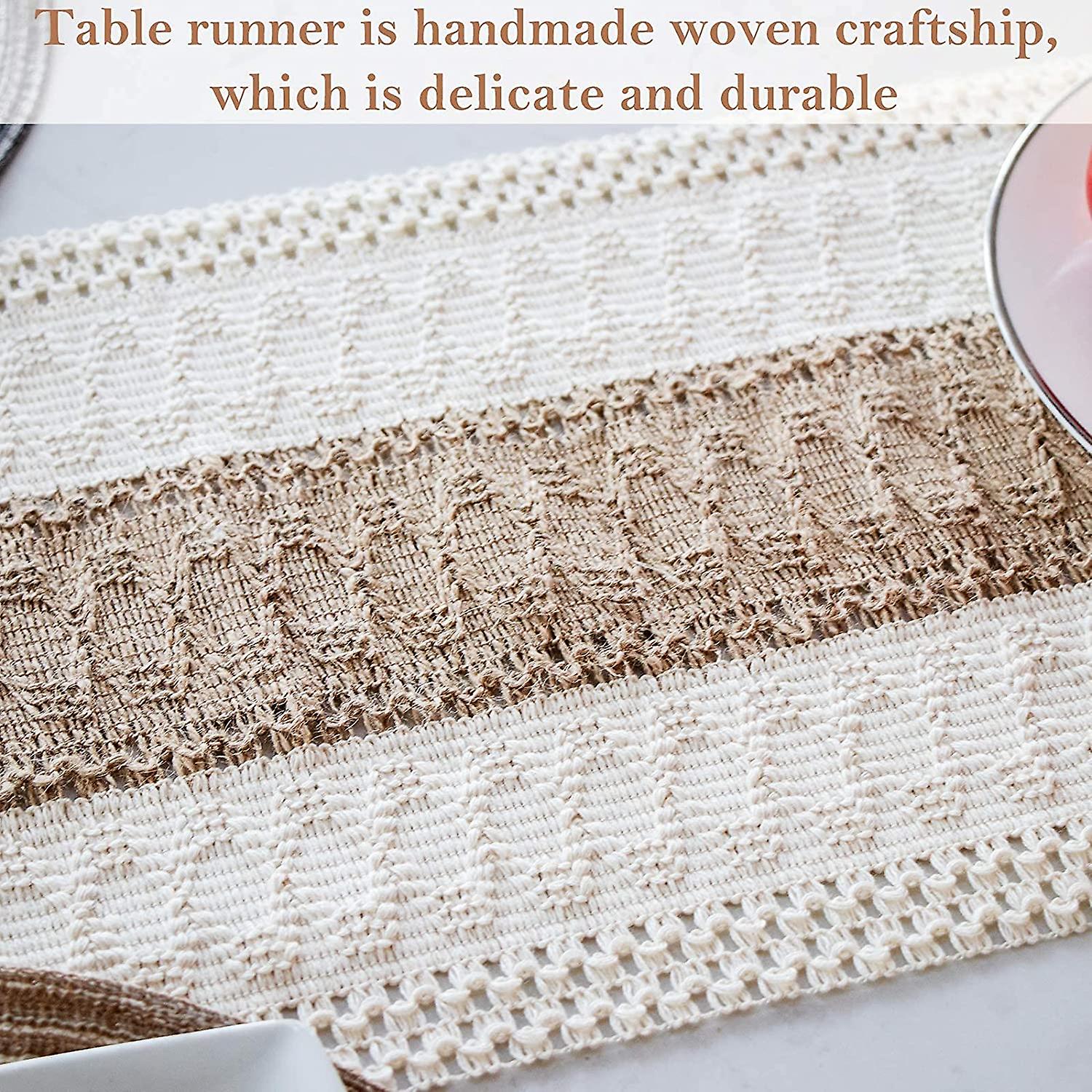 Table Runner Farmhouse Style, Natural Burlap Boho Table Runner Modern Farmhouse Decor Rustic ...