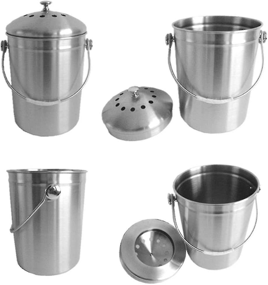 5l Stainless Steel Compost Bucket Kitchen Countertop Compost Bin ...