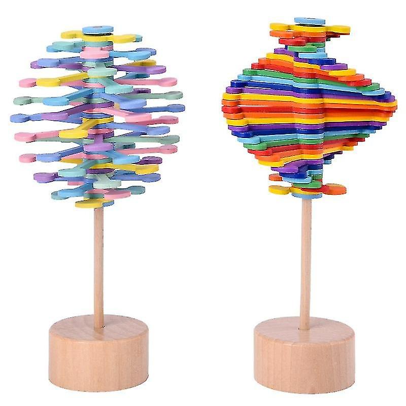 Wooden Lollipop Stress Relief Toy, New Magic Rotating Lollipop Spinning ...