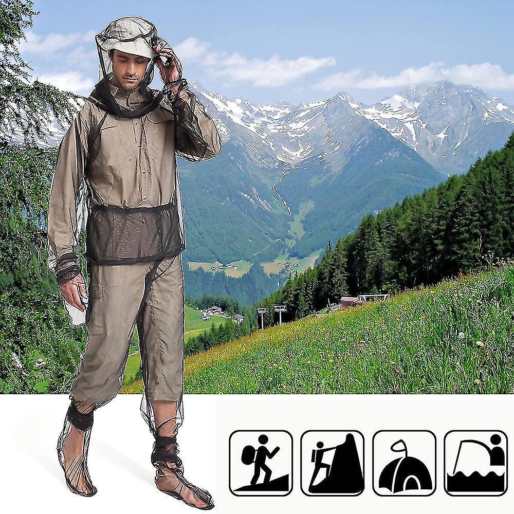 4 Pieces Mosquito Suit, Light-weight Bug Repellent Jacket Hood & Pants ...