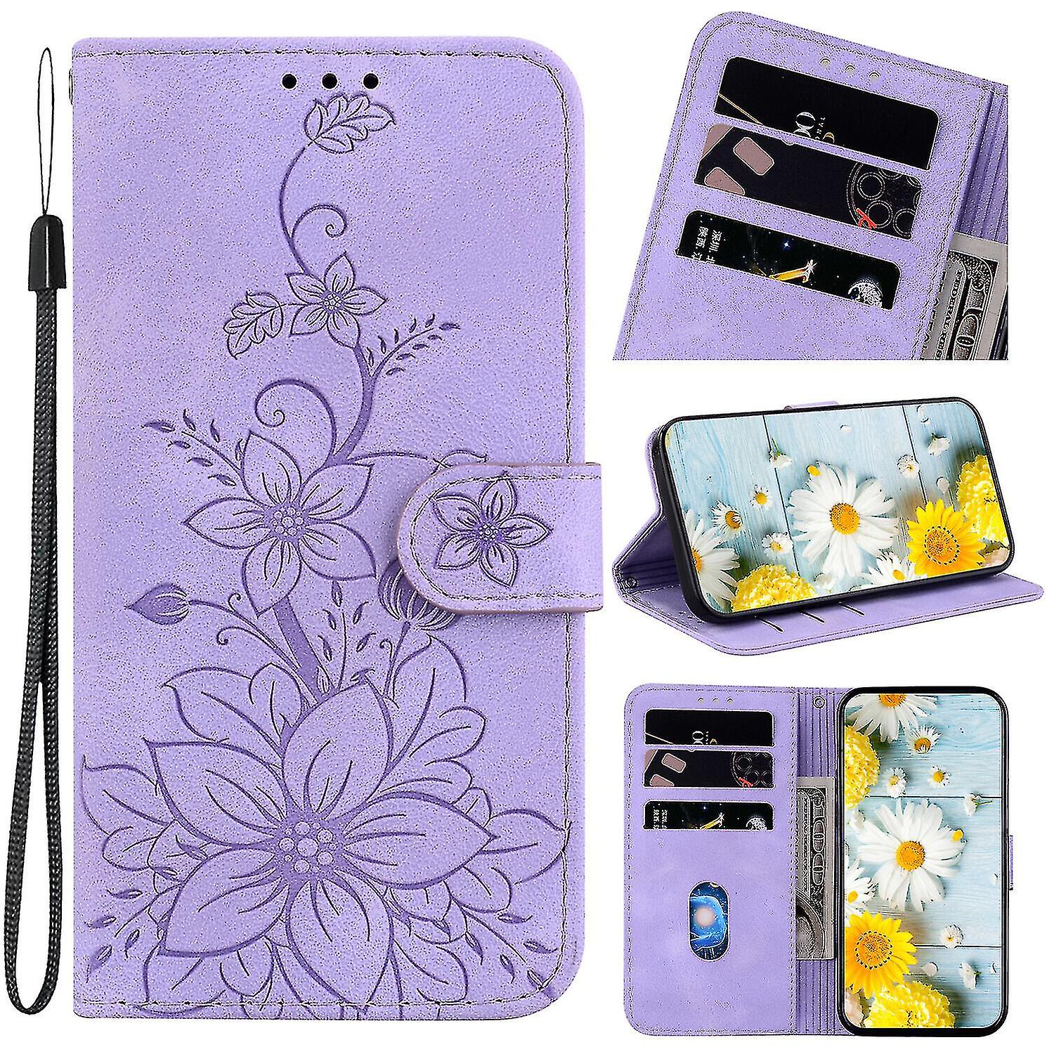 Case For Oppo Reno 10 5g Embossed Lily Flip Wallet Premium Pu Leather ...