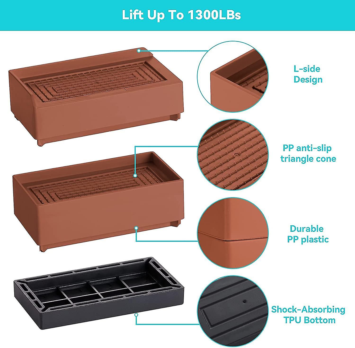 Adjustable Furniture Risers Sofa Legs Set Of 4, Non-slip Bed Risers 3 ...