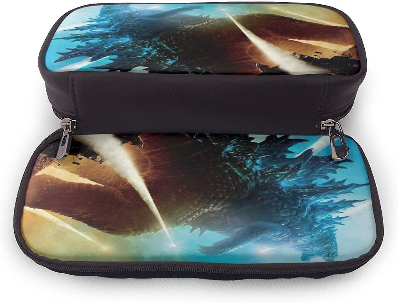 Godzilla Leather Pencil Case Big Capacity with Zipper Large Storage Pen ...
