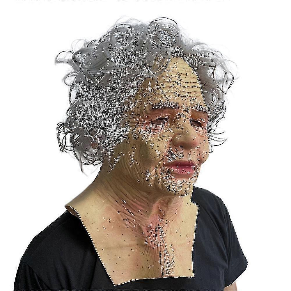 Halloween Old Woman Latex Mask Cosplay Horror Party Headgear Costume ...