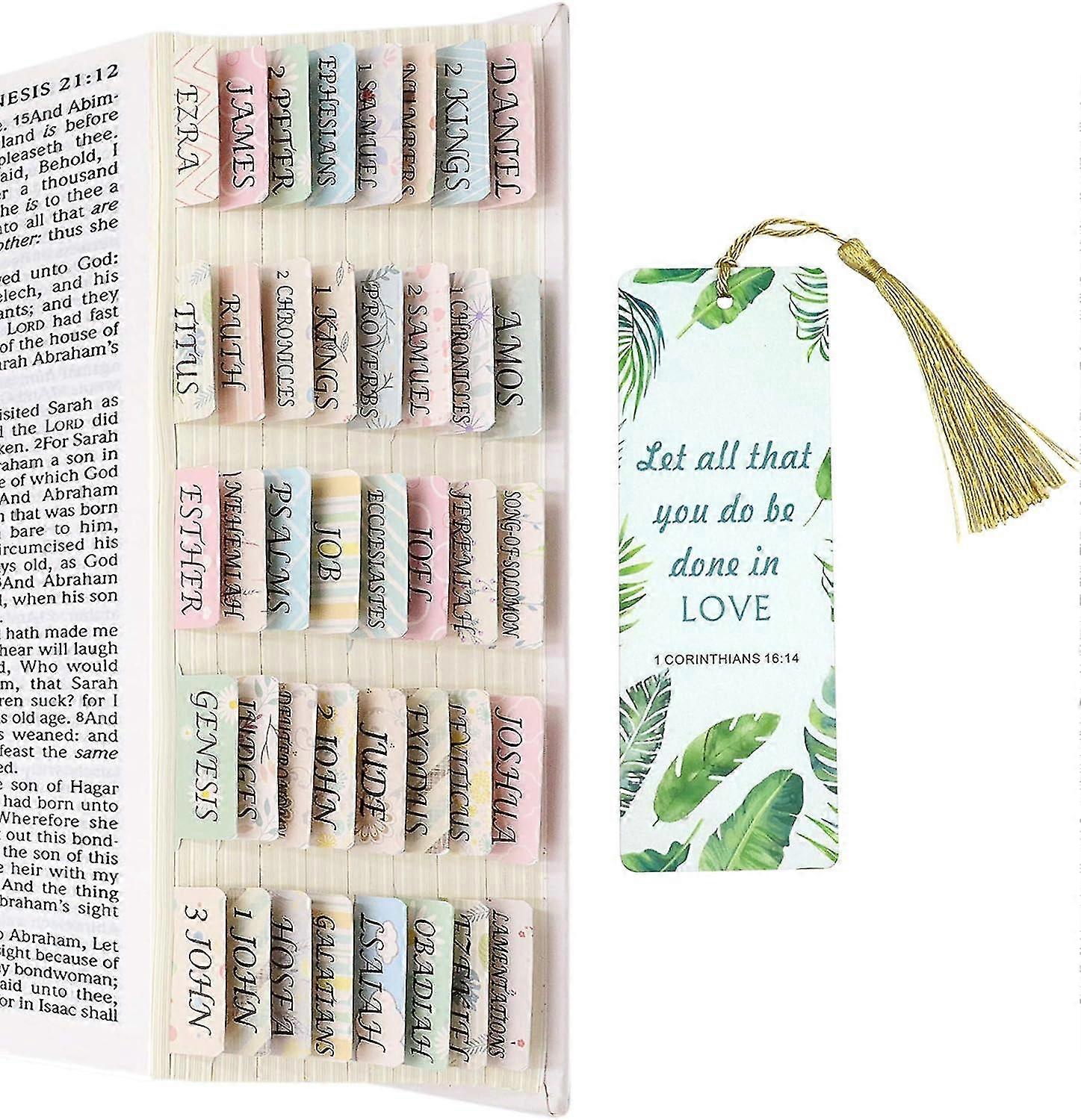 Floral Bible Tabs Index Stickers - Set Of 90 (66 Bible Index Tabs + 24 ...