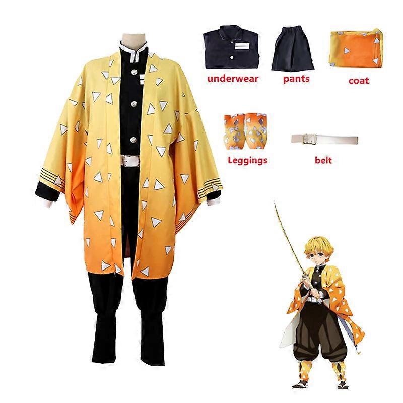 Demon Slayer Agatsuma Zenitsu Cosplay Costume Anime Kimetsu No Yaiba ...