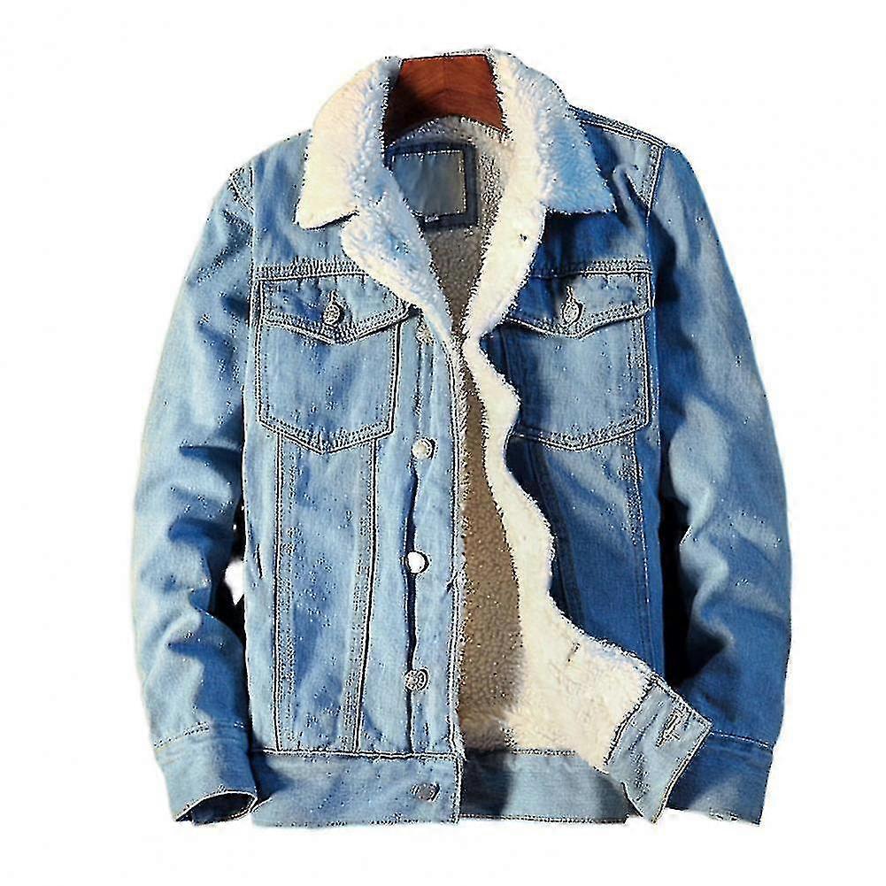 Men Winter Autumn Jacket Denim Inner Fleece Thicken Winter Jeans Jacket ...