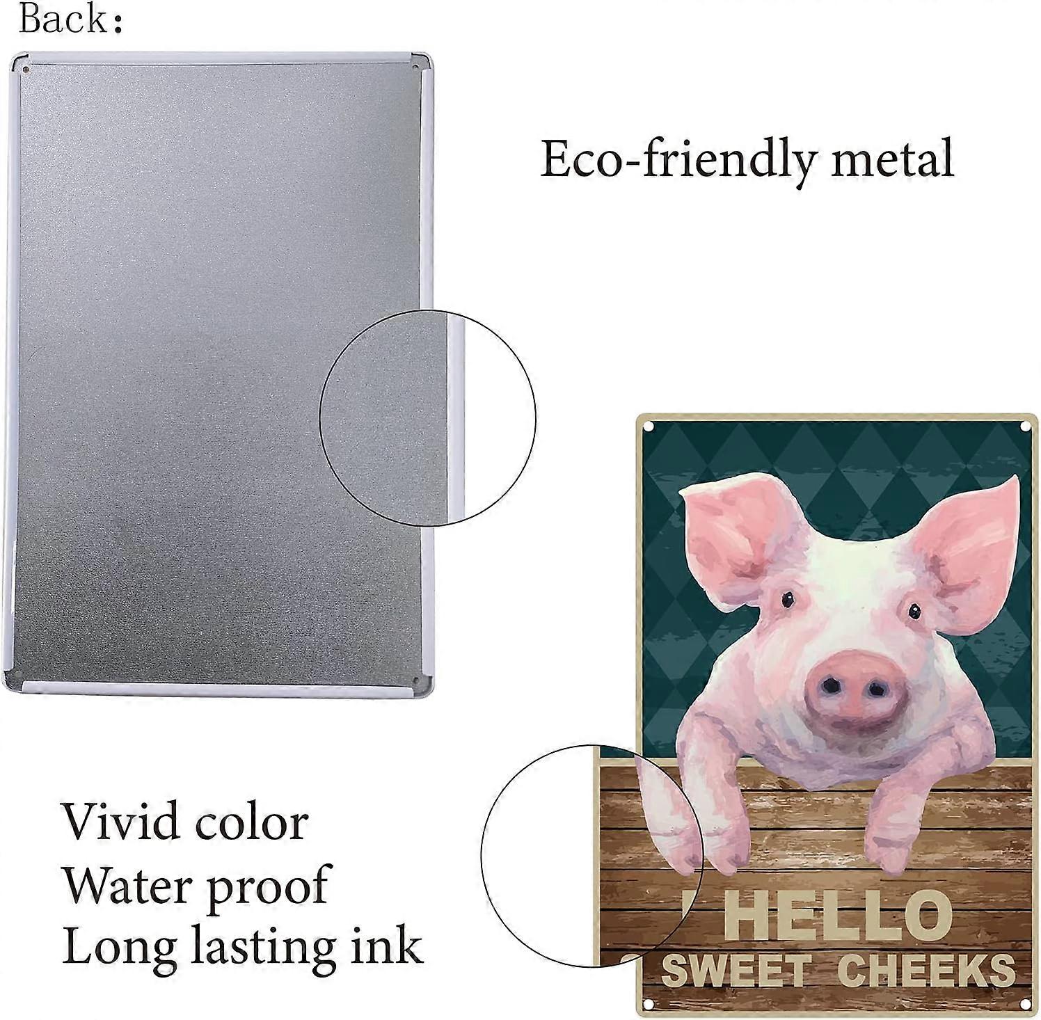 Funny Metal Tin Sign Hello Sweet Cheeks Vintage Pig Sign Wall Decor for ...