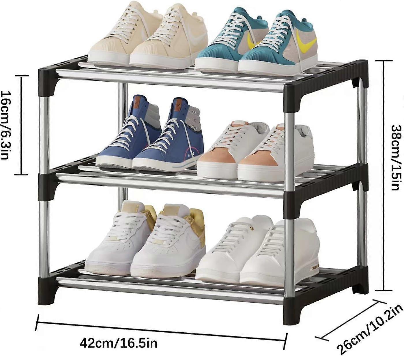 Small Shoe Rack, Stackable Shoe Rack 3 Tier, Footware Storage ...