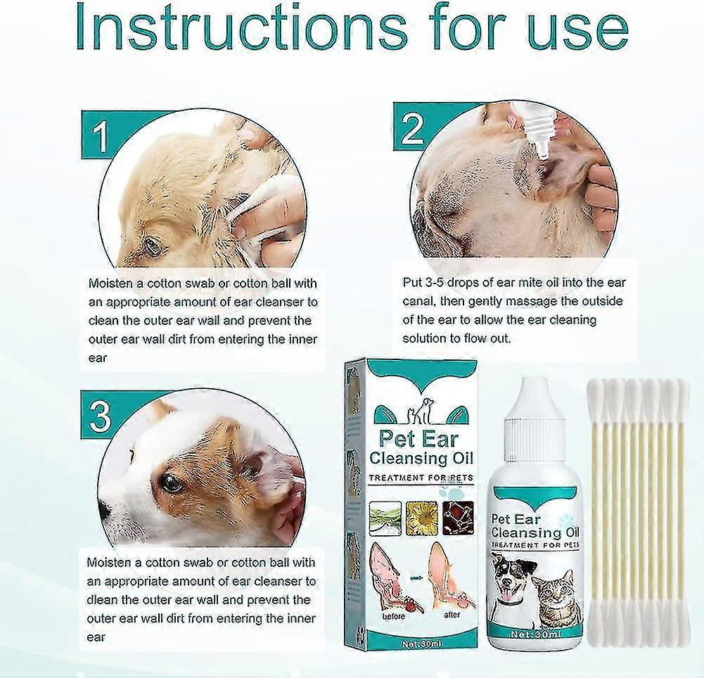 Ear Mite Drops, Ear Cleaner For Dogs And Cats, Pet Ear Cleansing Oil ...