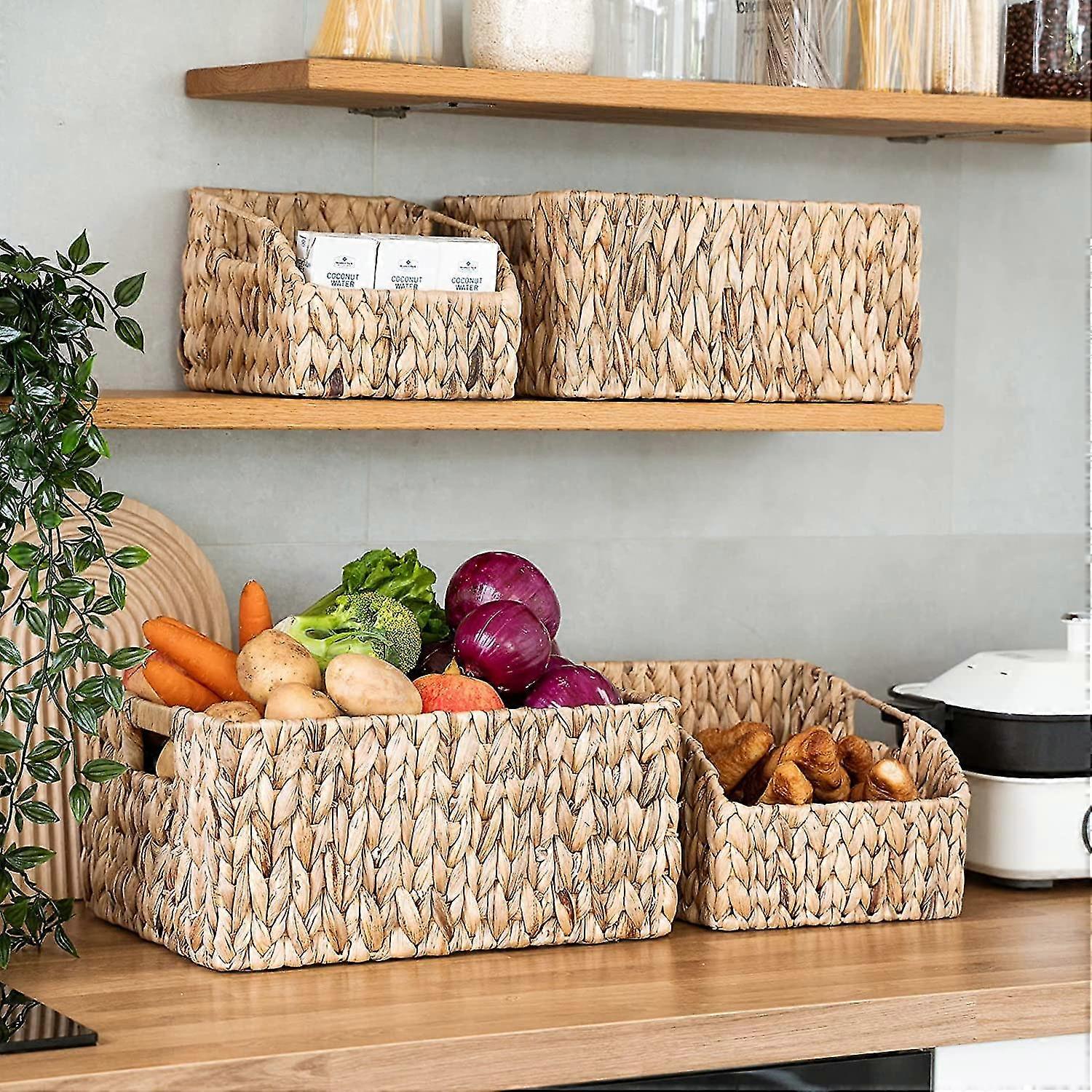 Wicker Baskets 15x11x7" & 13.4x9.5x6.5", 2 Pack Handmade Big Wicker ...