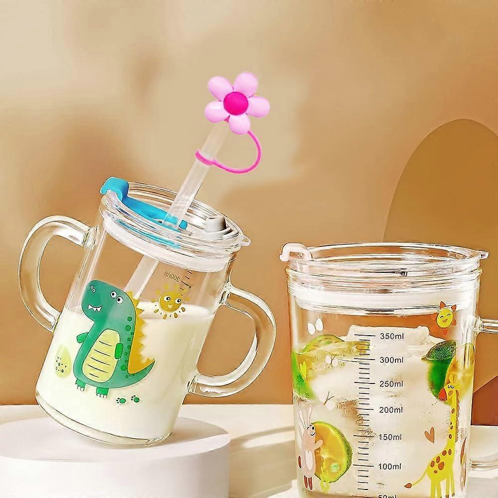 Pink Straw Cover Cap Set of 8, Reusable Silicone Straw Topper ...