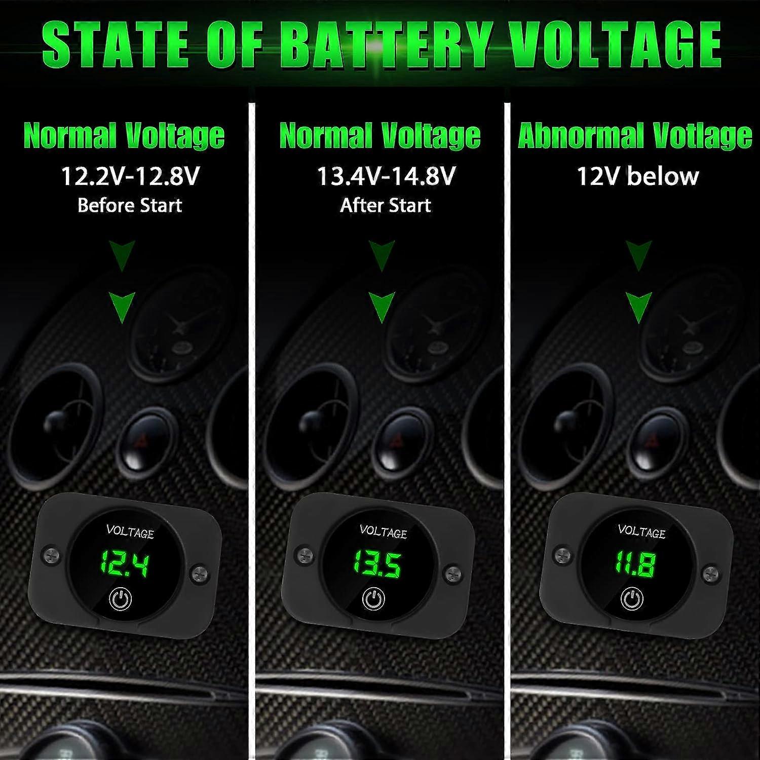 12V LED Digital Voltmeter, Waterproof Voltmeter Battery Tester with ...