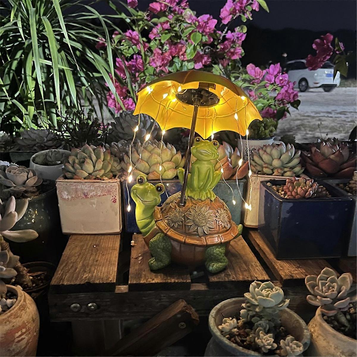 Solar Garden Statue Turtle Frog Outdoor Statue Garden Turtle Statue ...