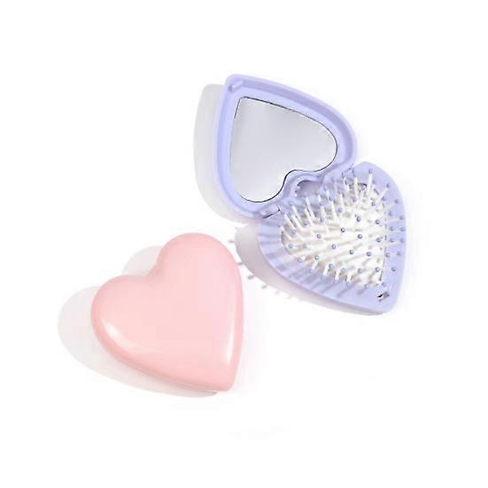 Love Heart Hair Brush with Mirror 2-In-1 Soft Bristles Scalp Massage ...