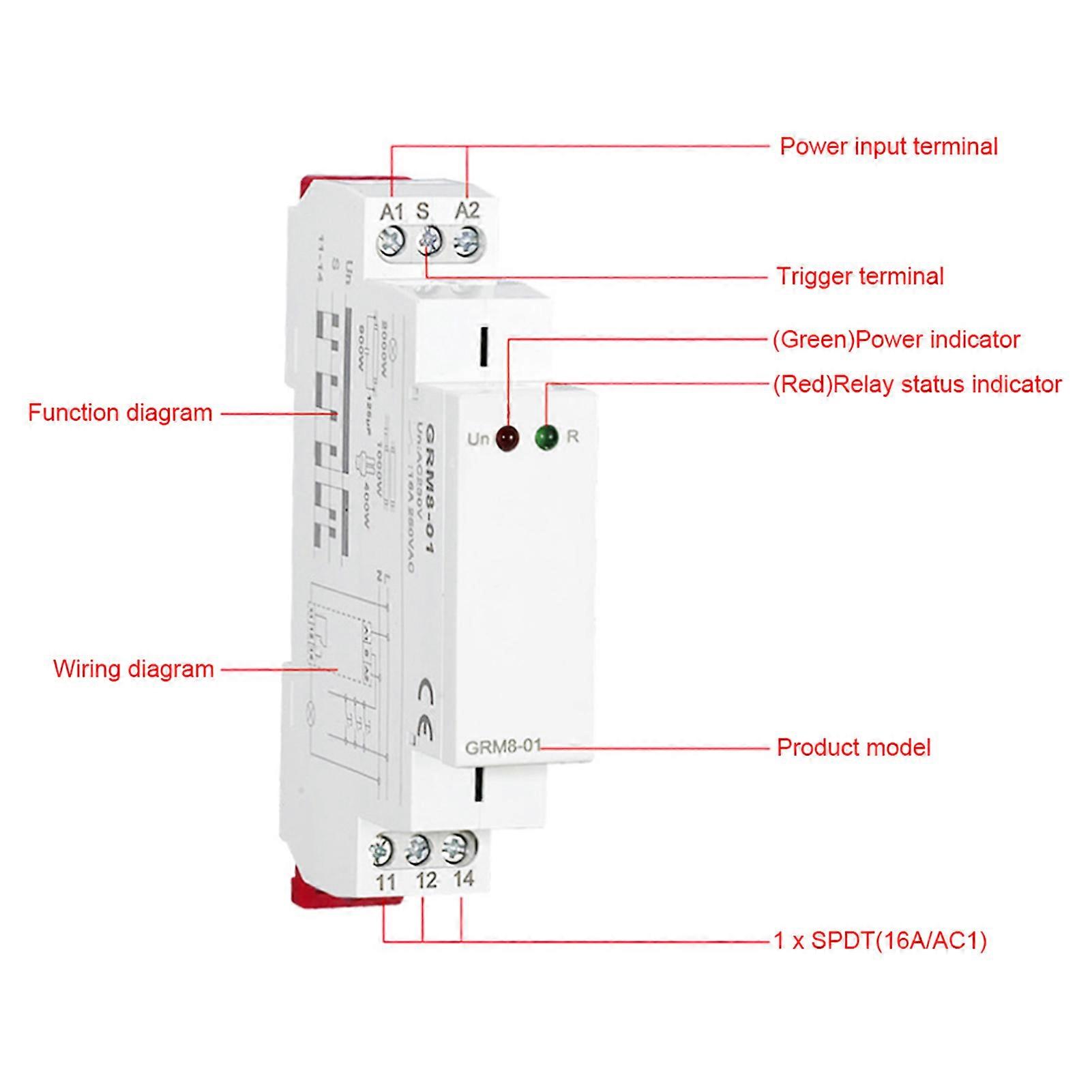 GRM8-01 Electronic Impulse Relay Latching Relay Memory Relay AC/DC12 ...