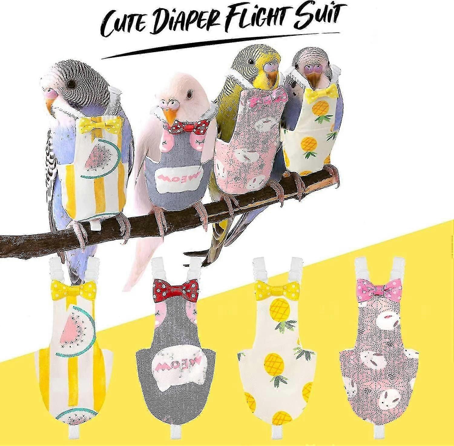 4 Pieces Bird Diapers, Flight Suite Liners, Washable Reusable ...