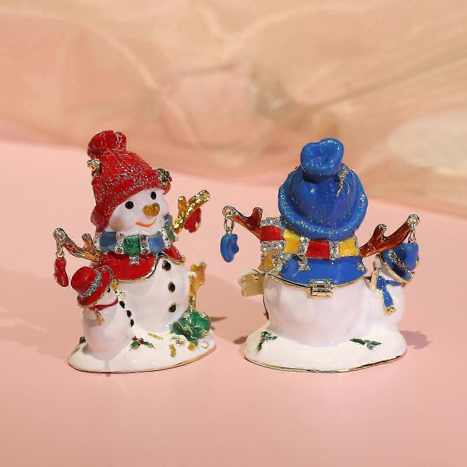 Snowman Enamel Trinket Box, Hinged Jewelry Organizer Mini Rings ...