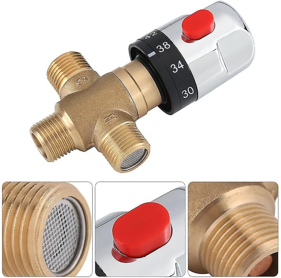 Brass Thermostatic Mixing Valve 15mm Sensitive Temperature Pipe Basin ...