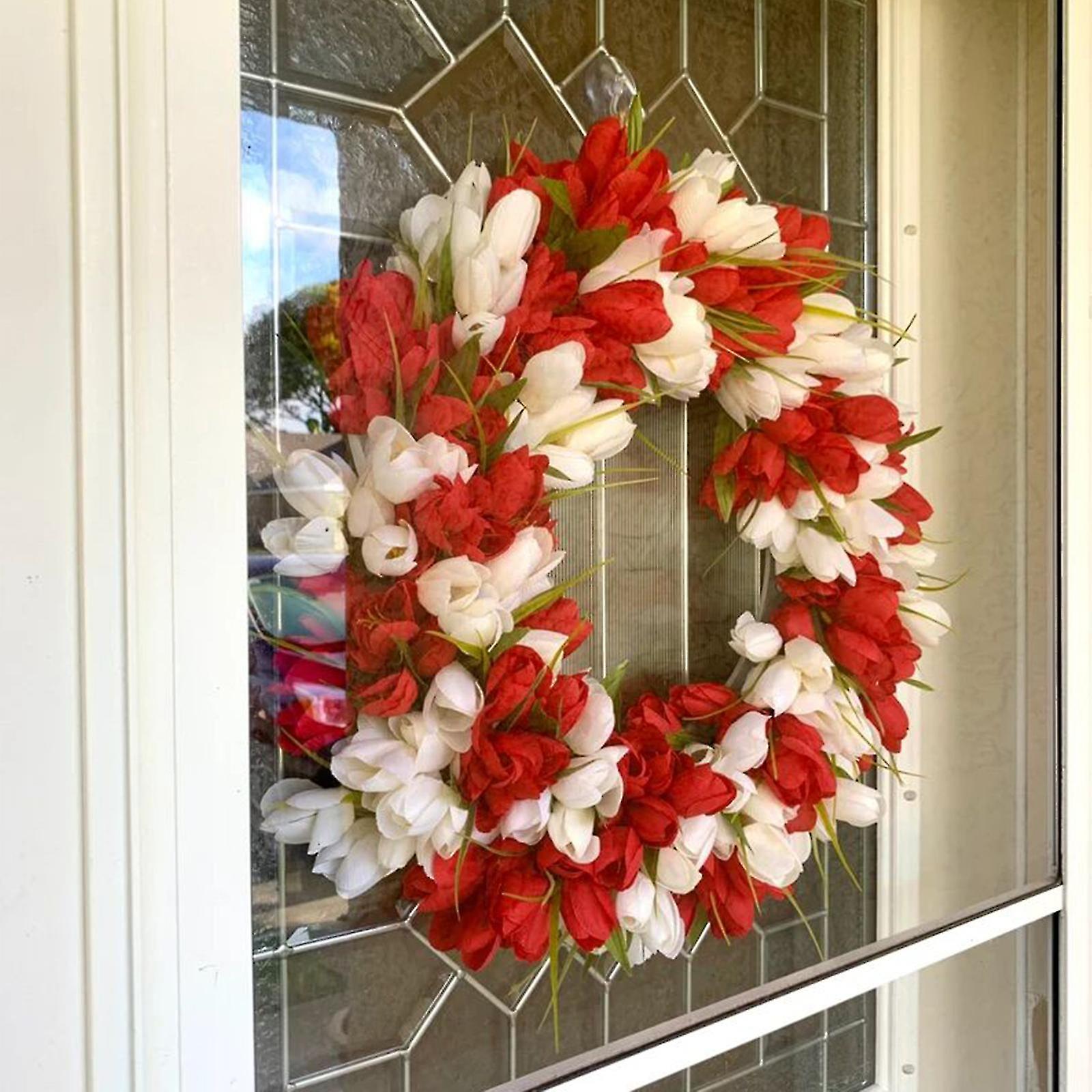 Best Discount-artificial Tulip Wreath Spring Summer Wreath For Party ...