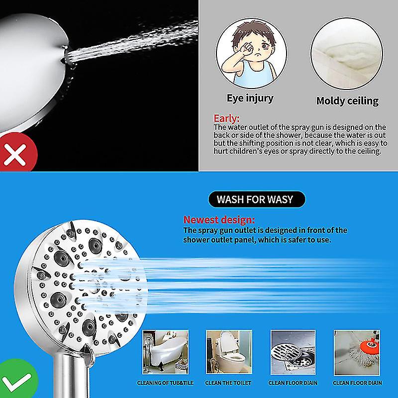 High Pressure 10-setting 3.5" Chrome Face Handheld Shower With Hose For ...