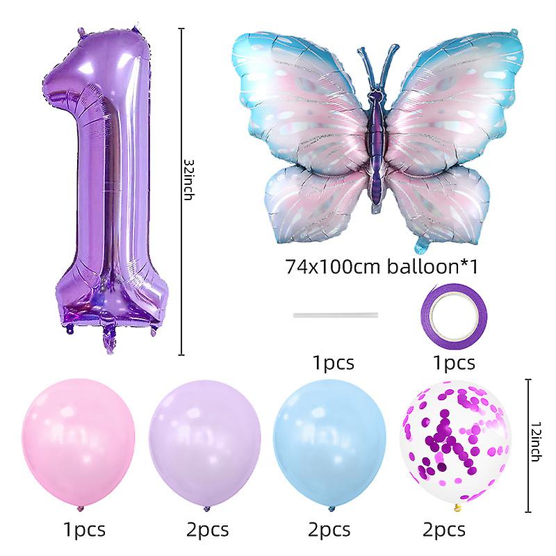 9 Pcs Butterfly Balloons, 32 Inch Number Balloons Butterfly Balloons ...