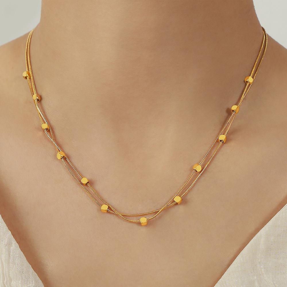 Temperament double-layer clavicle chain, fashionable bead chain ...