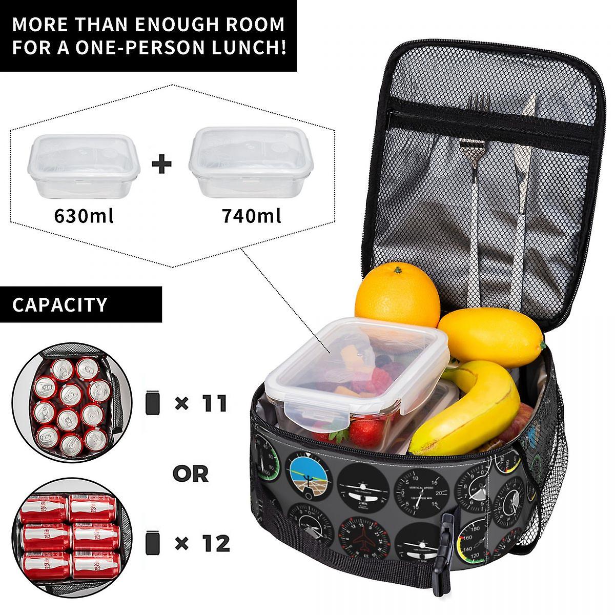 Aviation Airplane Flight Instruments Insulated Lunch Bag Leakproof ...