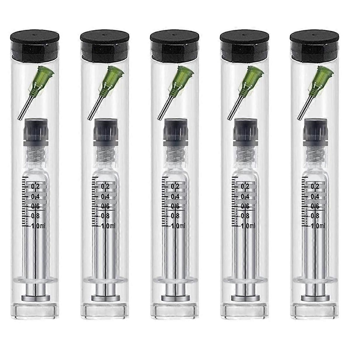 1Ml Reusable Glass Syringe-Luer Lock Metal Plunger & 14 Gauge-1/2Inch ...