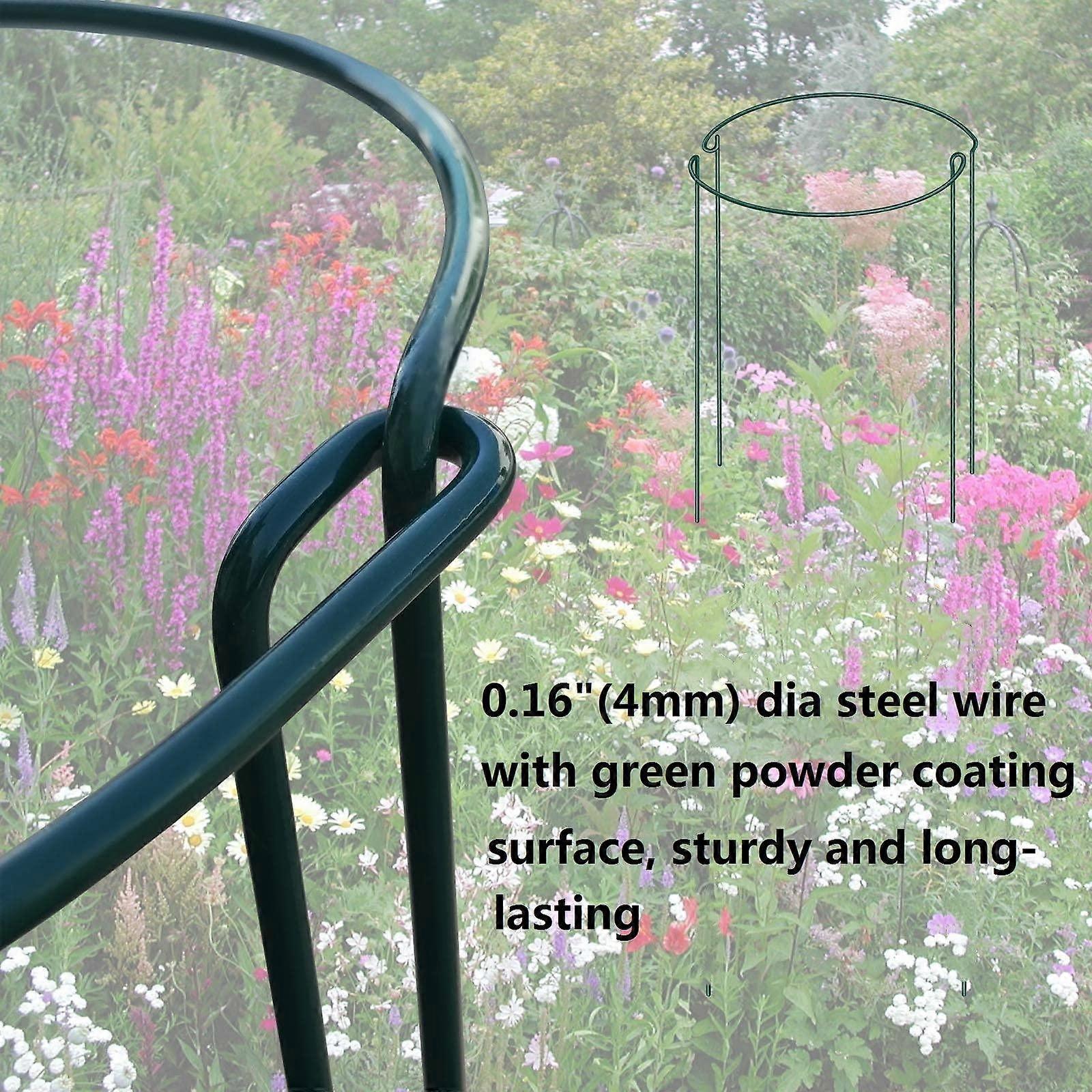 6x Round Metal Plant Support Stakes for Peony Hydrangea Strong Stakes ...