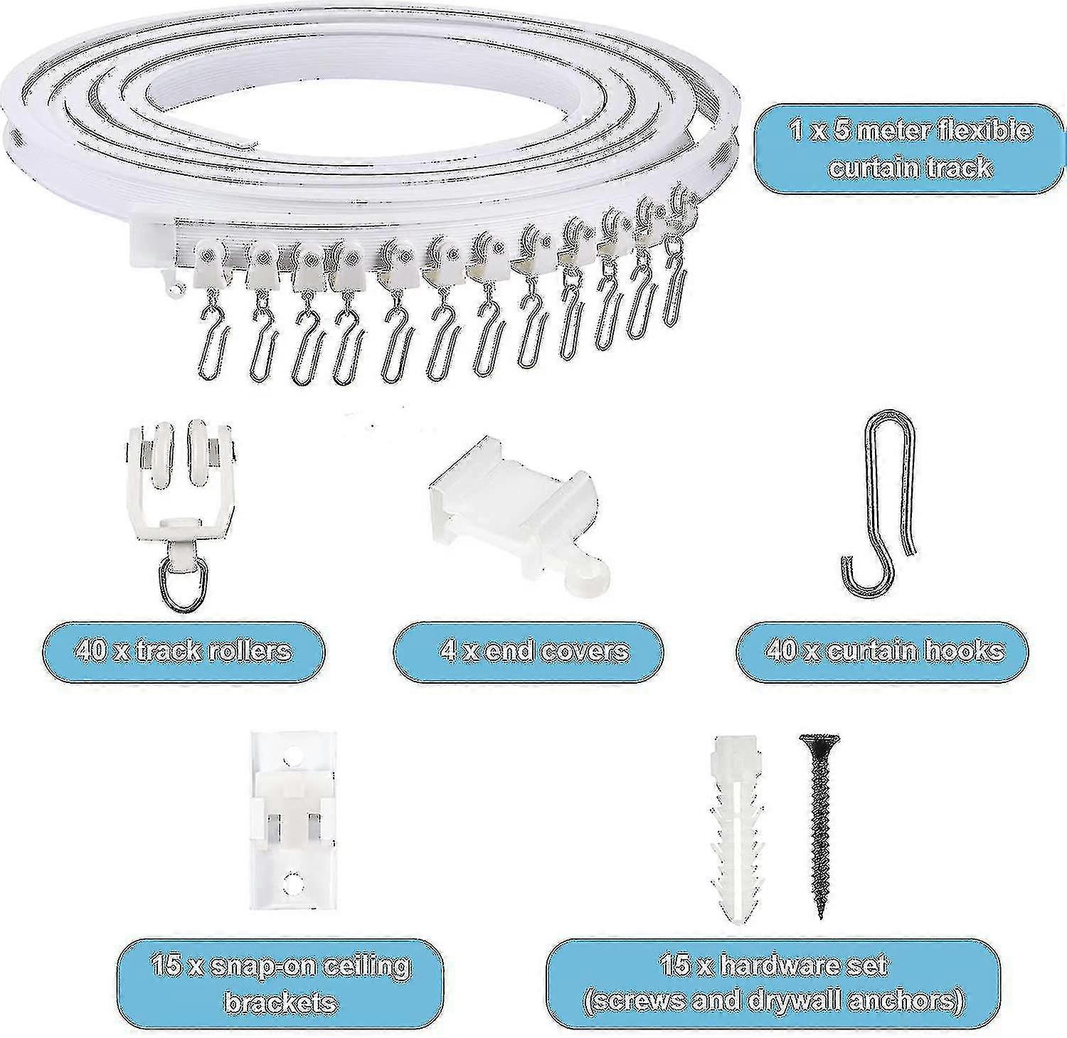 5 Meters Bendable Ceiling Curved Curtain Track Flexible Ceiling Curtain ...