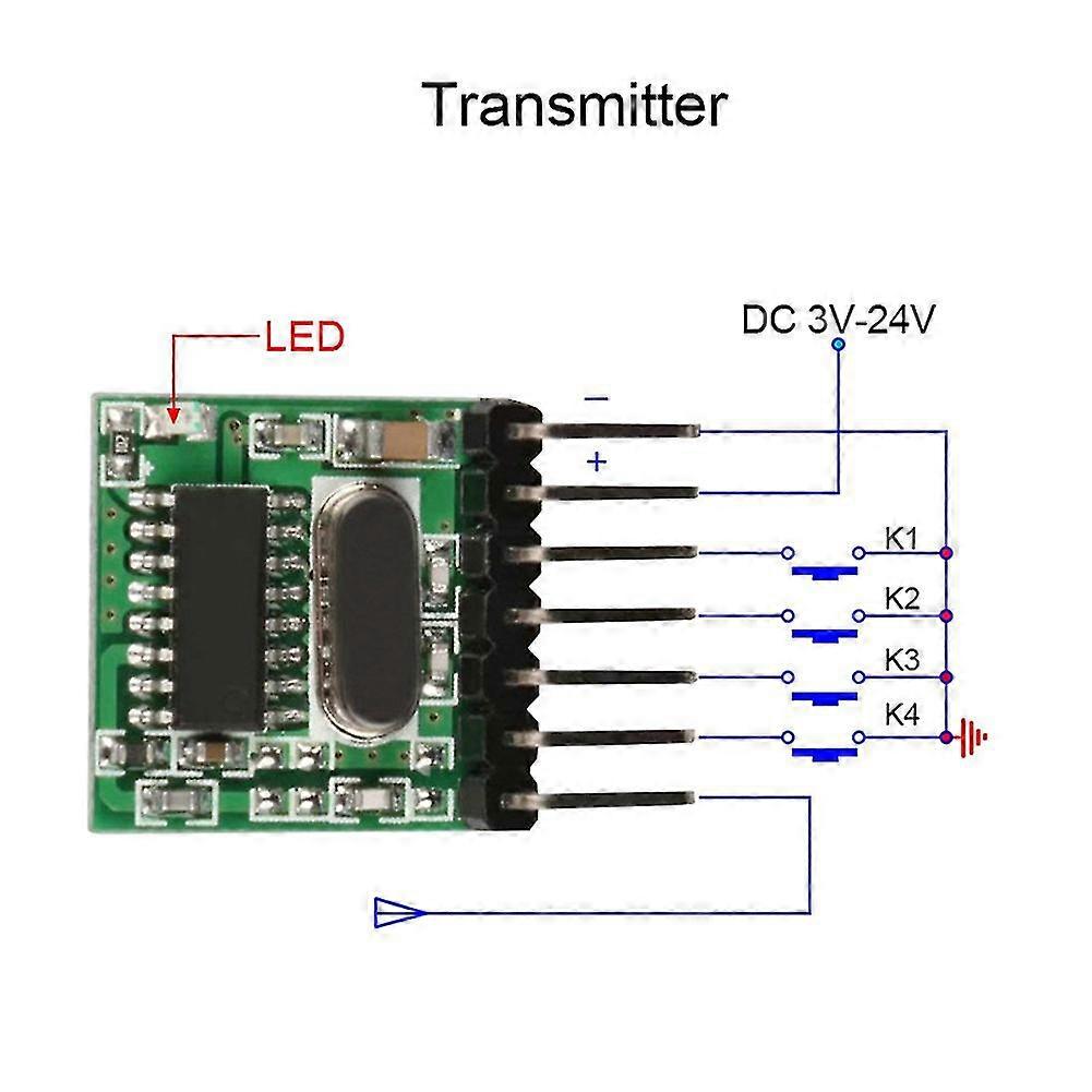 Wireless Rx480e-4wqb 433mhz Rf Module Transmitter And Receiver 3 Sets 4 ...