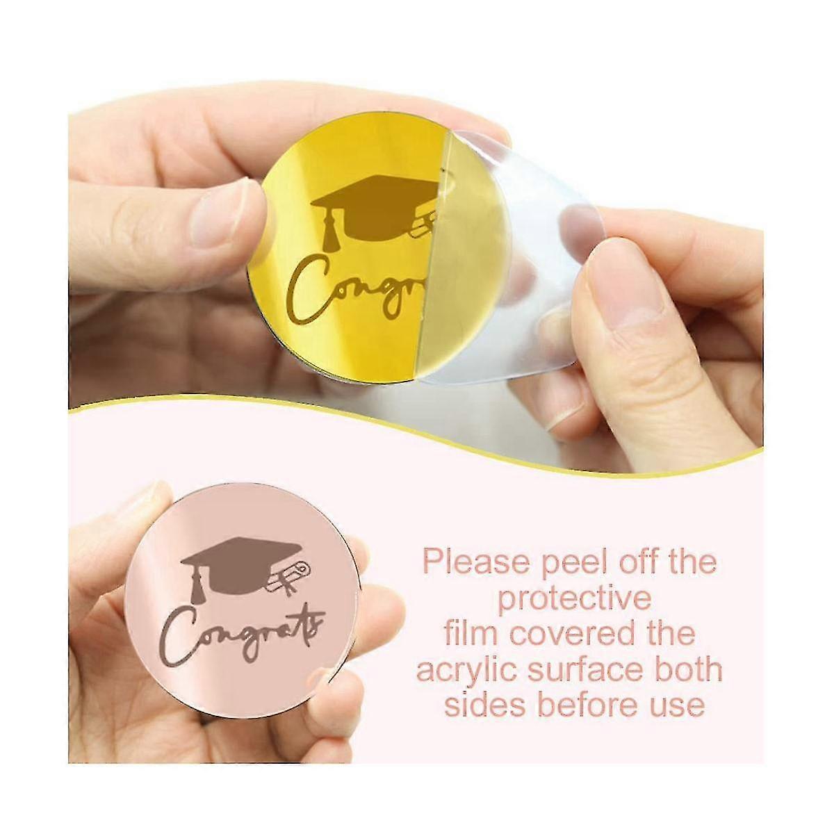 36pcs Graduation Cupcake Toppers Acrylic Cake Disc Cake Toppers Round ...